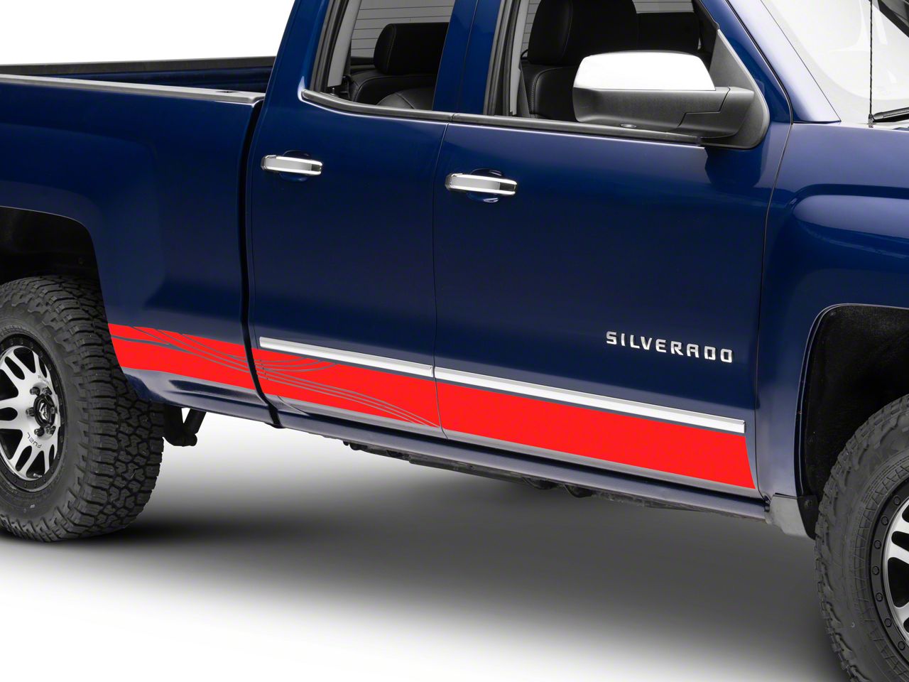 SEC10 Silverado 1500 Rocker Stripe Curves; Red S130353 (99-26 Silverado ...
