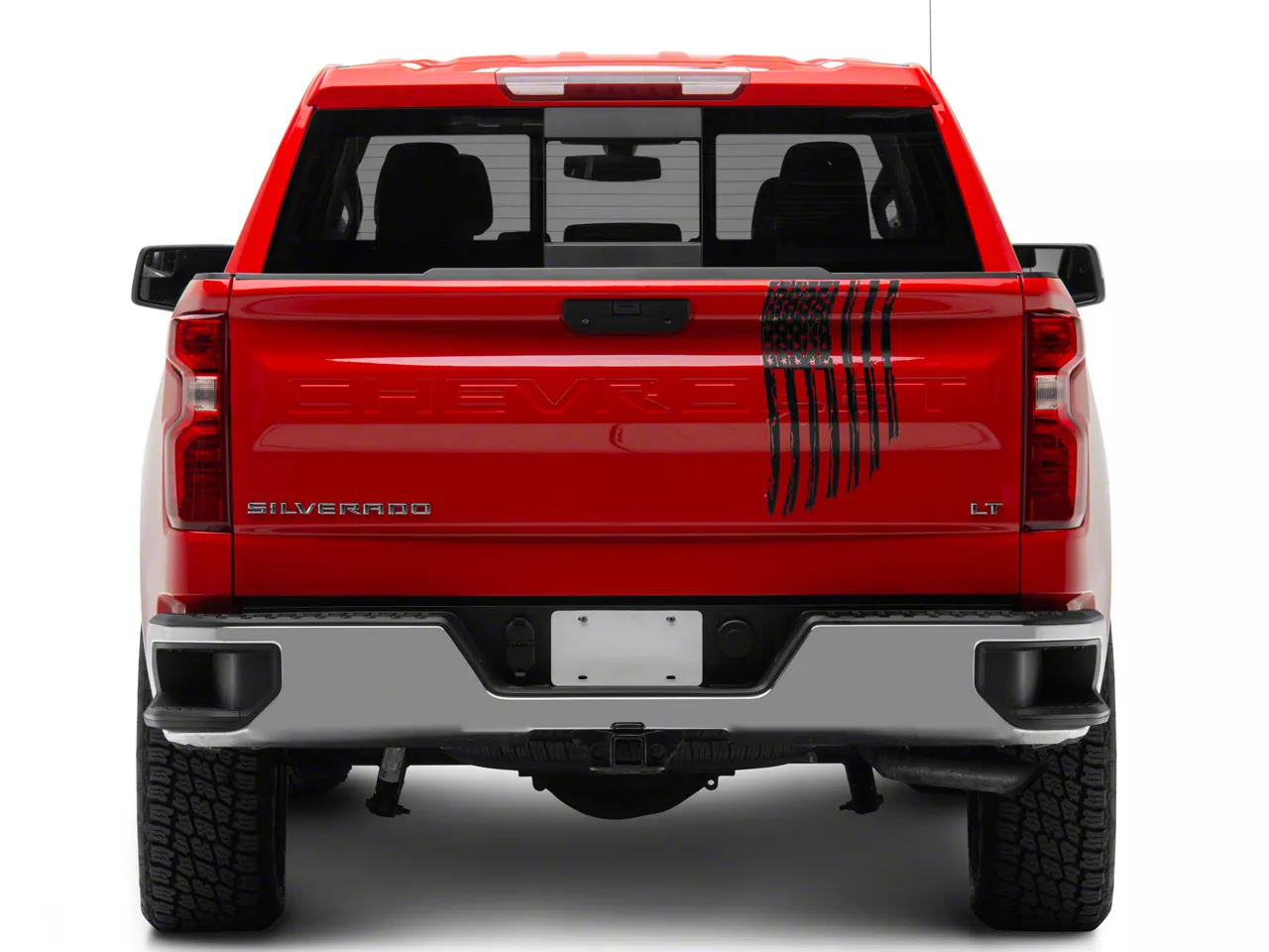 SEC10 Silverado 1500 Vertical Tailgate Distressed Flag Decal; Matte ...