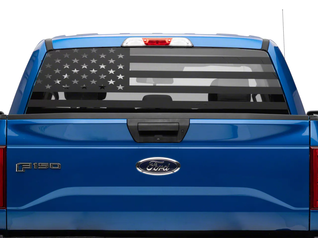 SEC10 F-250 Super Duty Full Window American Flag Decal; Matte Black ...