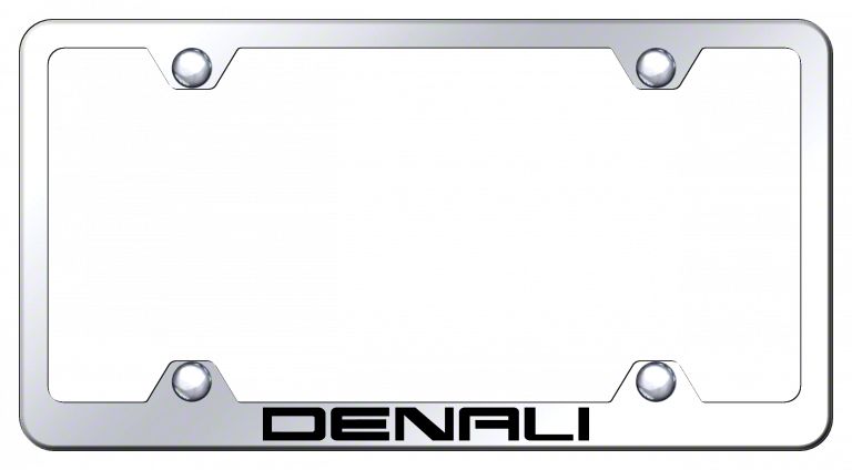 Sierra 1500 Denali Laser Etched Wide Body License Plate Frame; Mirrored ...