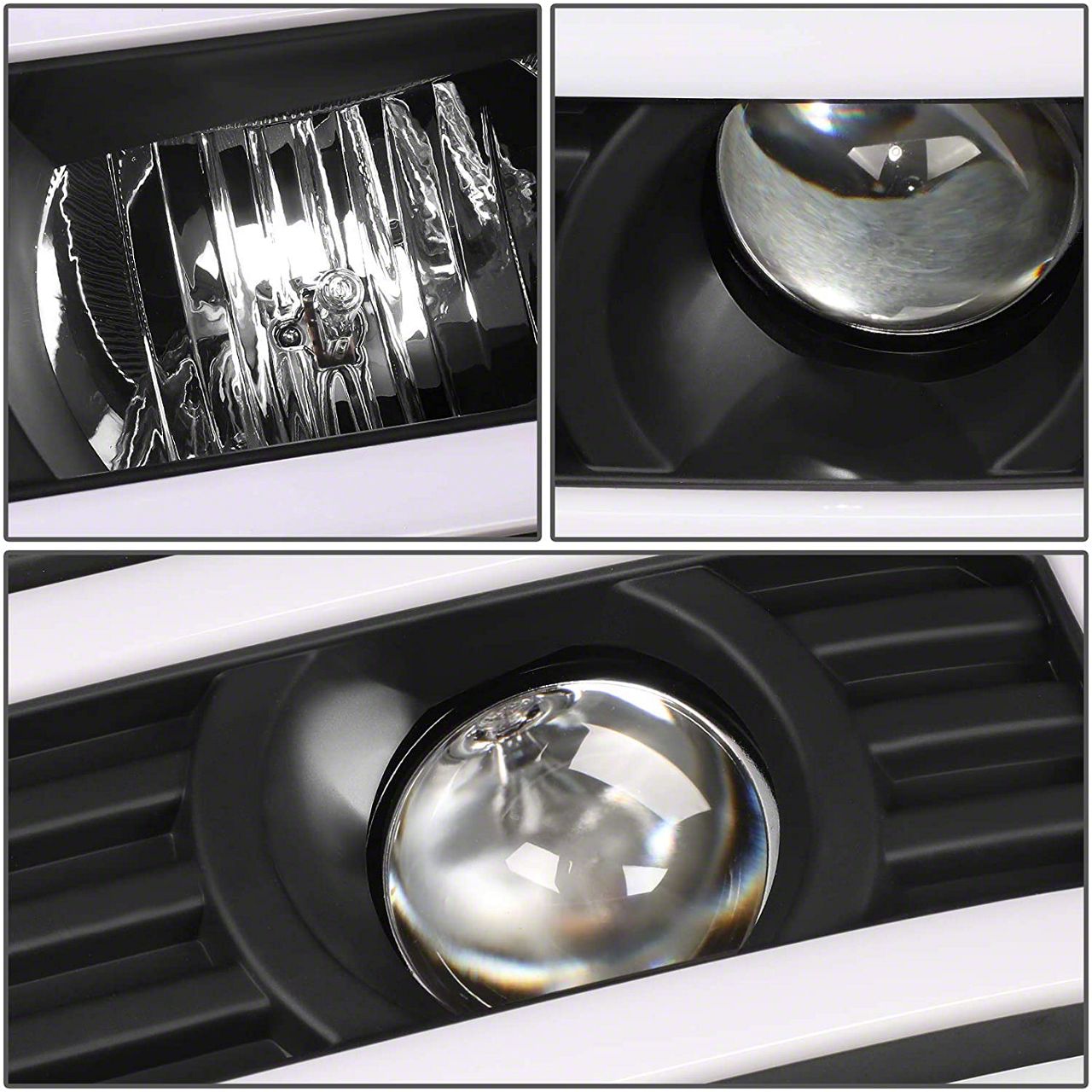 Sierra 1500 Dual U-Bar LED DRL Headlights with Amber Corners; Black Housing; Clear Lens (07-13 ...