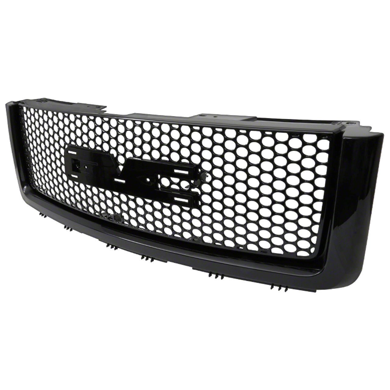 Sierra 1500 Round Punch Mesh Upper Replacement Grille; Gloss Black (07 ...