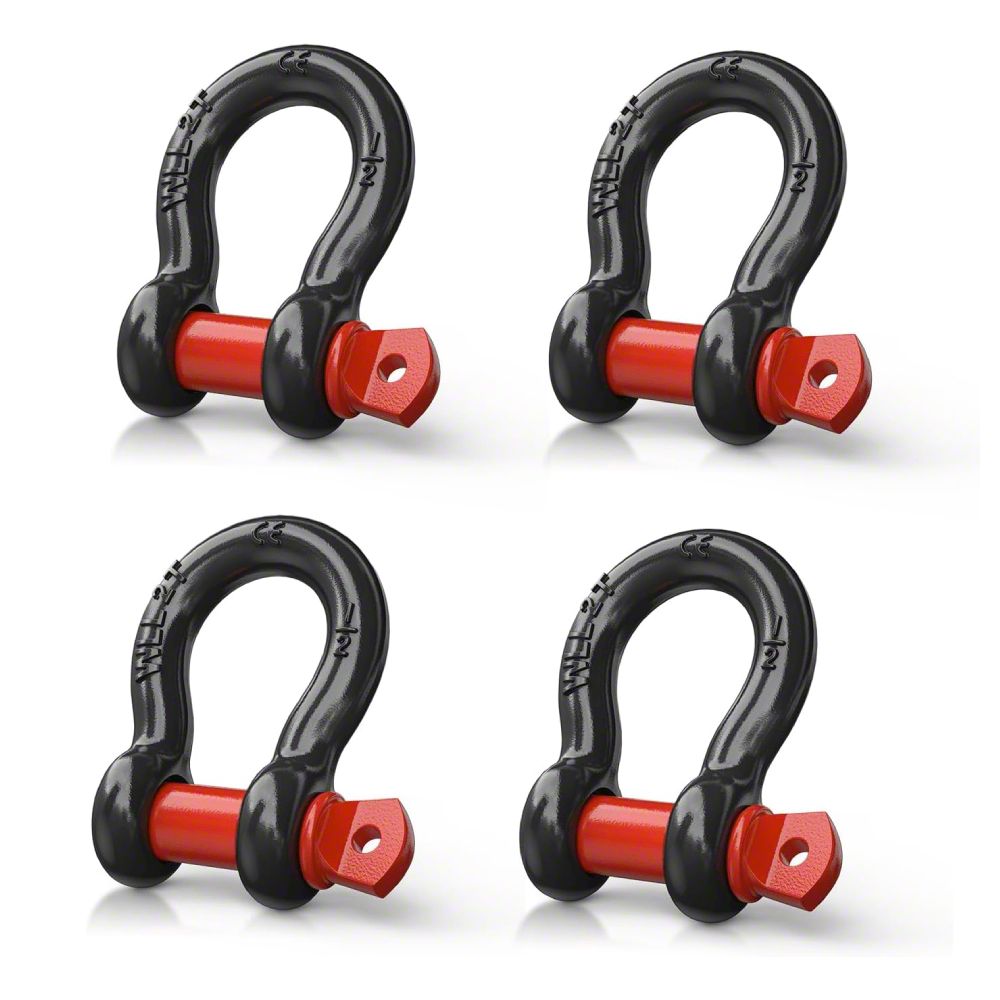 Sierra 2500 1/2-Inch D-Ring Shackles; 4-Pack - Free Shipping