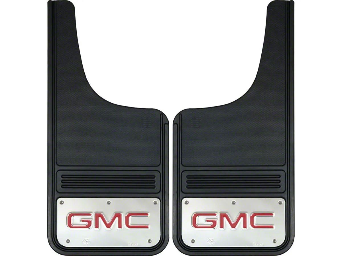 Sierra 2500 12-Inch x 26-Inch Mud Flaps with Red GMC Logo; Front or ...