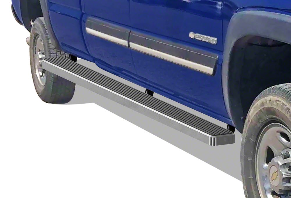 Sierra 2500 5-Inch Wheel-to-Wheel Running Boards; Hairline Silver (07 ...