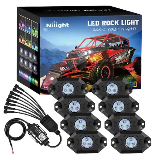 Sierra 2500 LED RGB Rock Lights with Bluetooth Controler; Set of 8 (Universal; Some Adaptation ...