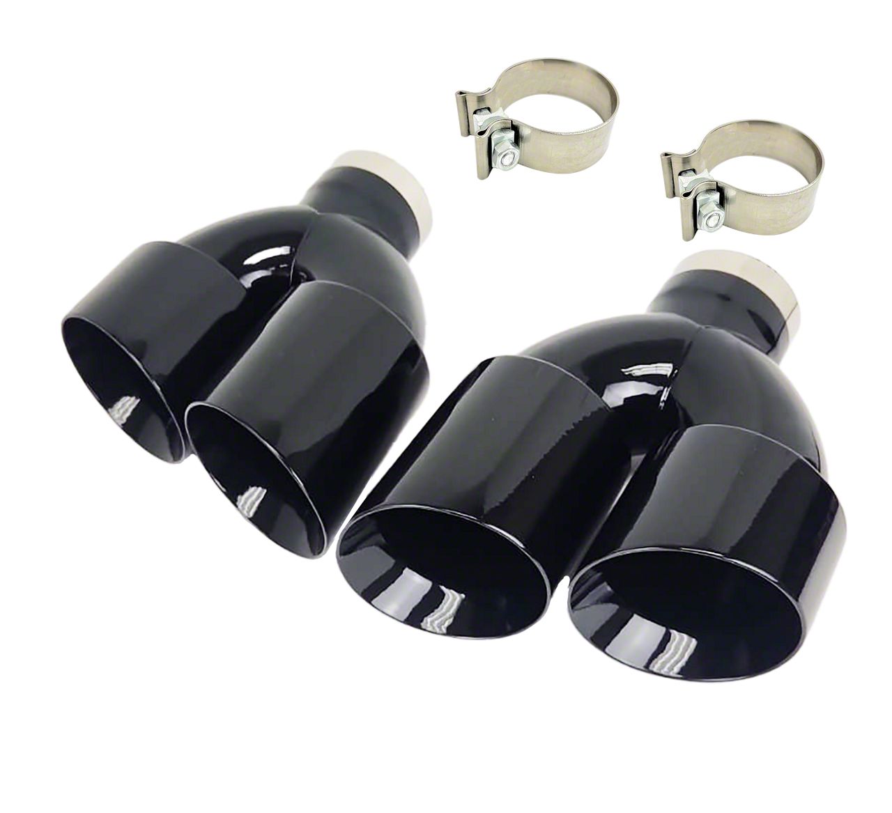Sierra 2500 Quad Staggered Angle Cut Exhaust Tips; 4-Inch; Gloss Black ...