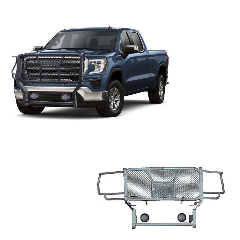 Sierra 2500 Rugged Heavy Duty Grille Guard with 5.30-Inch Black Round ...