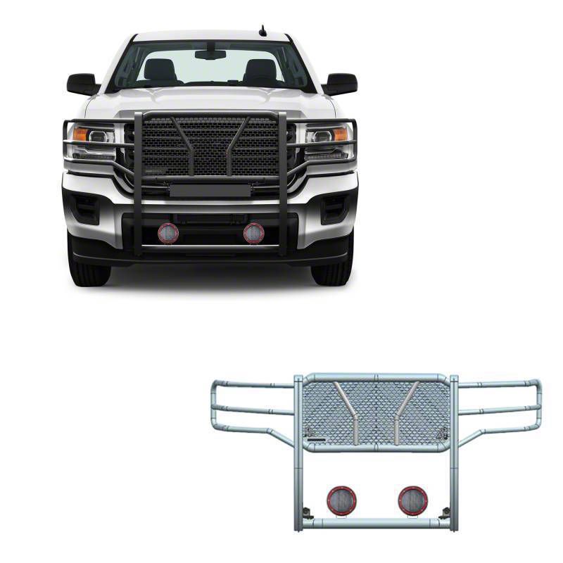 Sierra 2500 Rugged Heavy Duty Grille Guard with 5.30-Inch Red Round LED ...