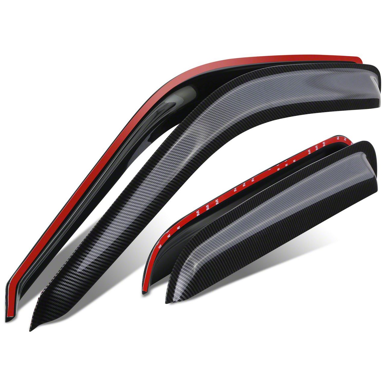 Sierra 2500 Tape-On Front and Rear Window Visors; Carbon Fiber (01-06 ...