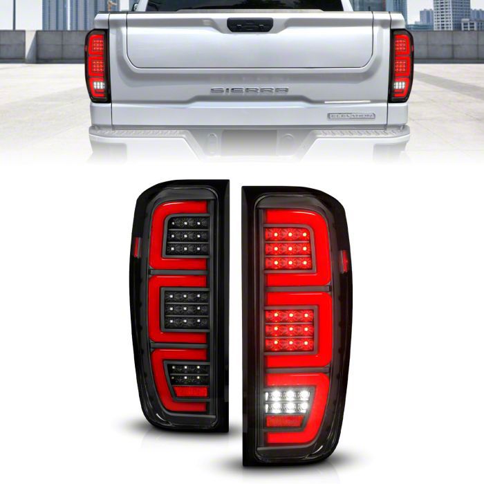Sierra 3500 Full LED Tail Lights with Sequential Turn Signal; Black ...