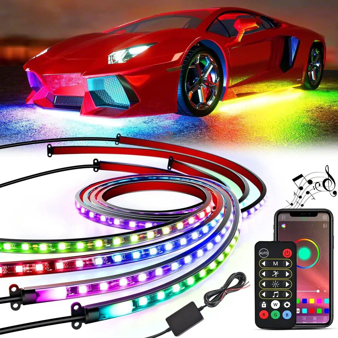 Sierra 3500 RGBIC Underglow Neon LED Strip Lights; 4-Piece (Universal ...