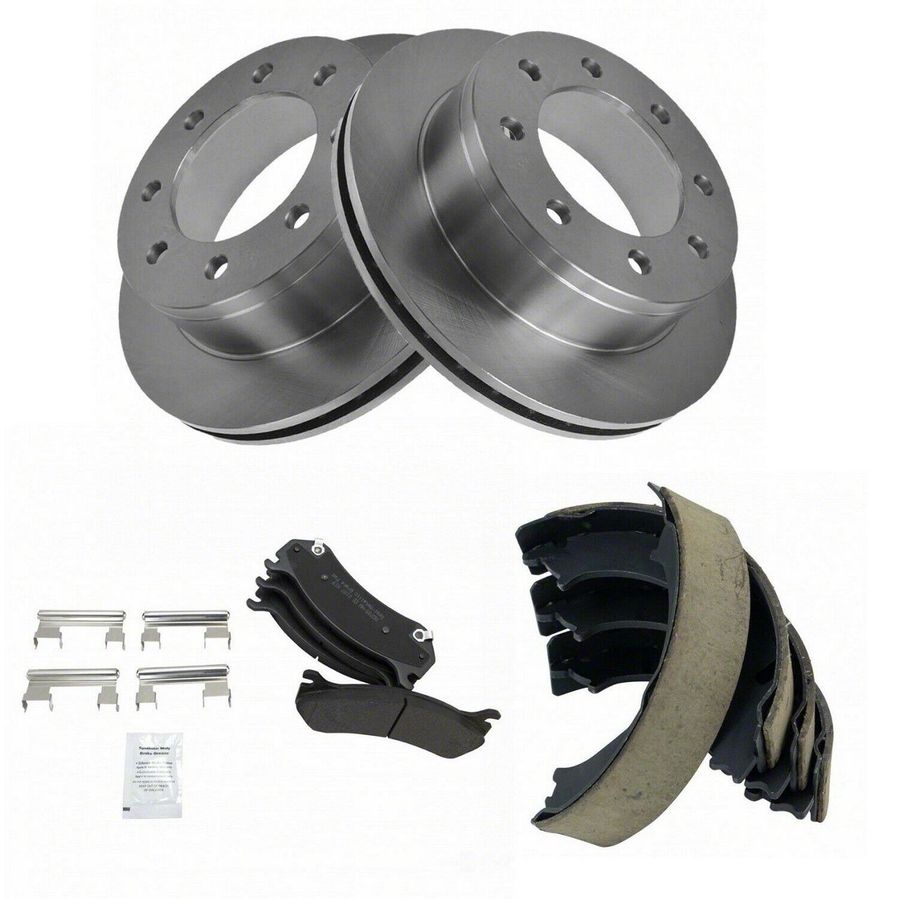 Sierra 3500 Semi-Metallic 8-Lug Brake Rotor, Pad and Parking Shoe Kit ...