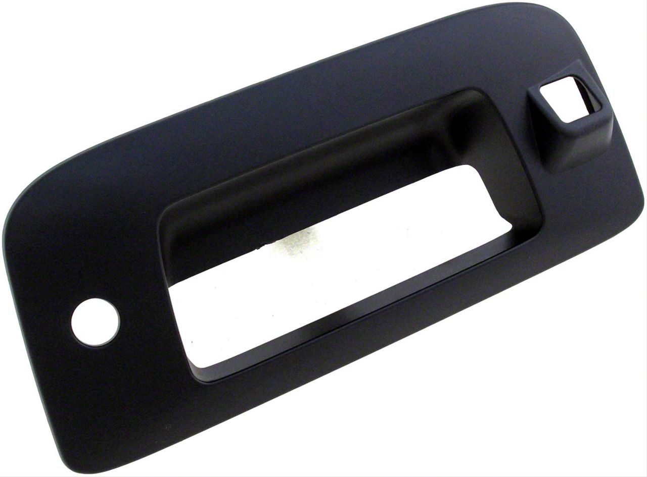 Sierra 3500 Tailgate Handle Bezel; Smooth Black; With Keyhole And ...