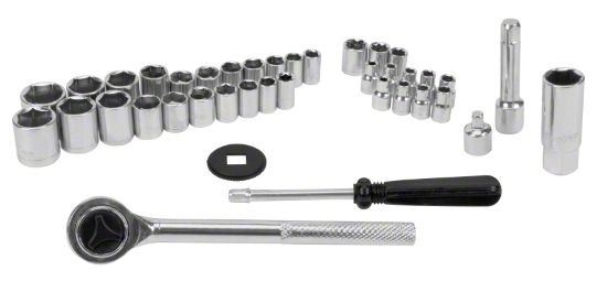 Universal AT 1/4 and 3/8-Inch Drive SAE and Metric Socket Set; 40-Piece ...