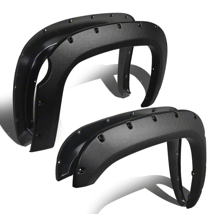 Silverado 1500 1.75-Inch Pocket Rivet Style Fender Flares; Matte Black ...