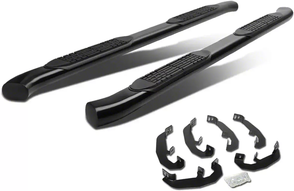 Silverado 1500 4-Inch Nerf Side Step Bars; Black (19-25 Silverado 1500 ...