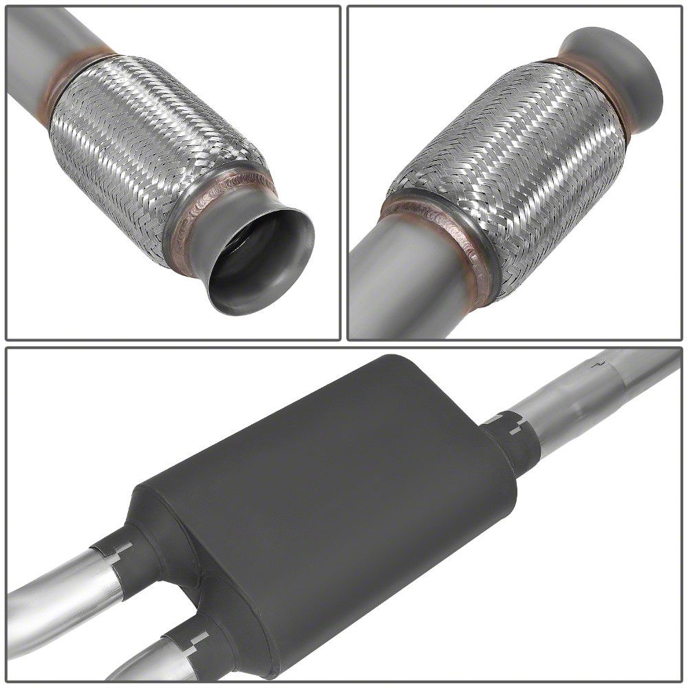 Silverado 1500 Dual Exhaust System with Polished Tips; Rear Exit (14-18 ...