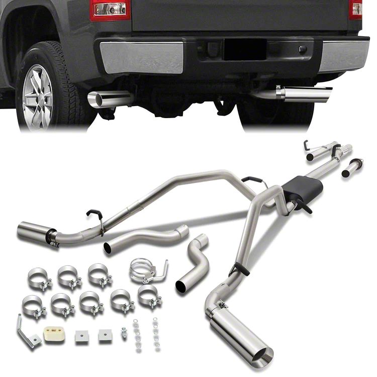 Silverado 1500 Dual Exhaust System with Polished Tips; Side Exit (07-13 ...