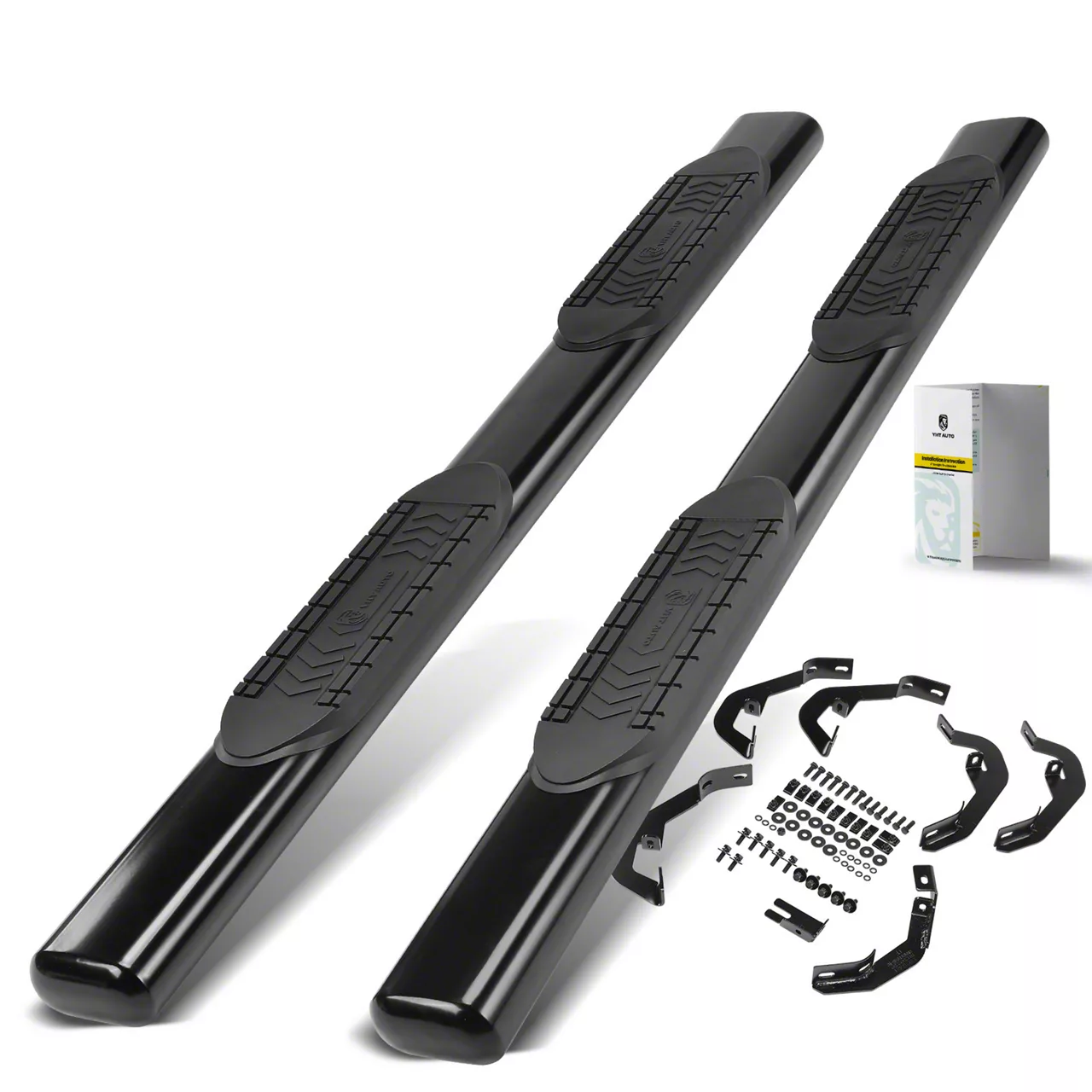 Silverado 1500 6-Inch Oval Straight Side Step Bars; Black (07-18 Silverado 1500 Extended/Double ...
