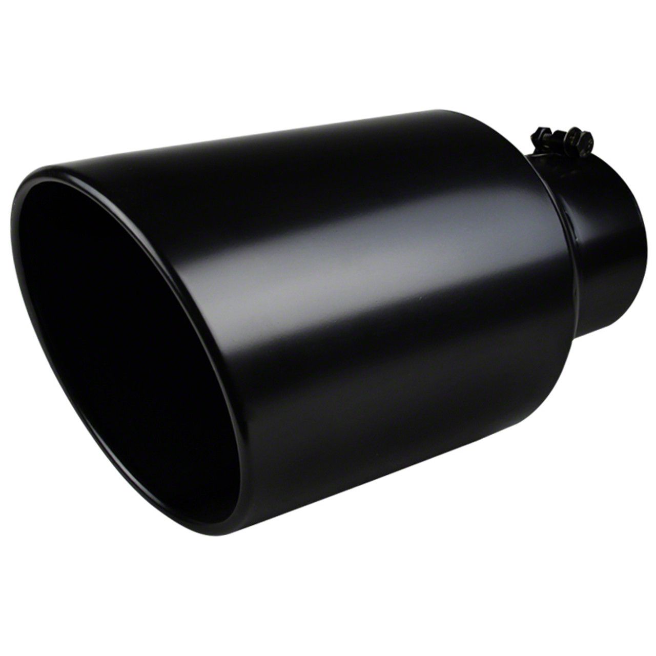 Silverado 1500 Angled Cut Rolled End Round Exhaust Tip; 8-Inch; Black ...