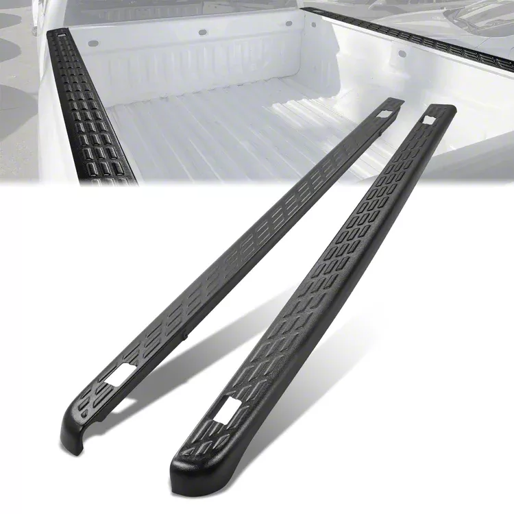 Silverado 1500 Bed Rail Caps with Stake Pocket Holes; Textured Black ...