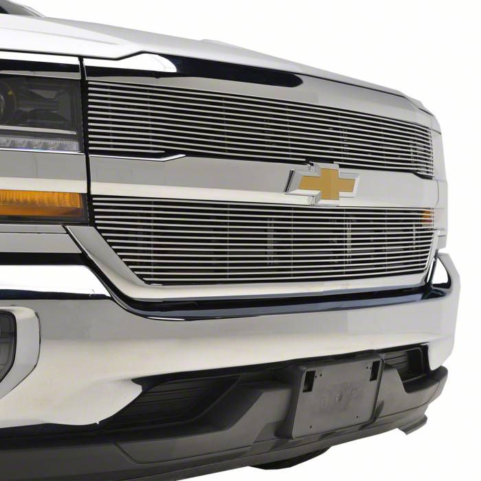 Silverado 1500 Billet Upper Overlay Grilles; Polished (16-18 Silverado ...