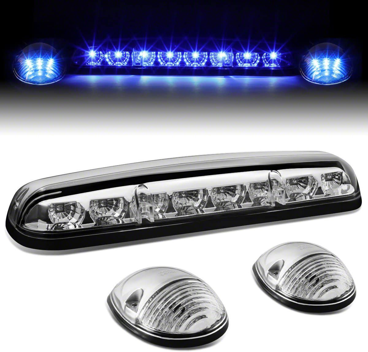 Silverado 1500 Blue LED Roof Cab Lights; Chrome (02-06 Silverado 1500 ...
