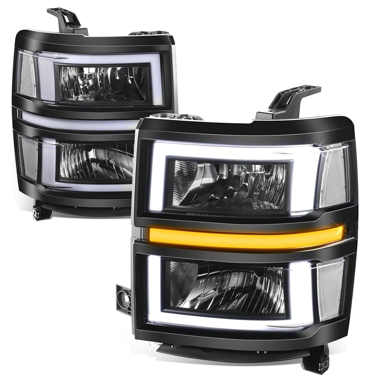Silverado 1500 Box-Shaped LED DRL Sequential Headlights with Clear ...