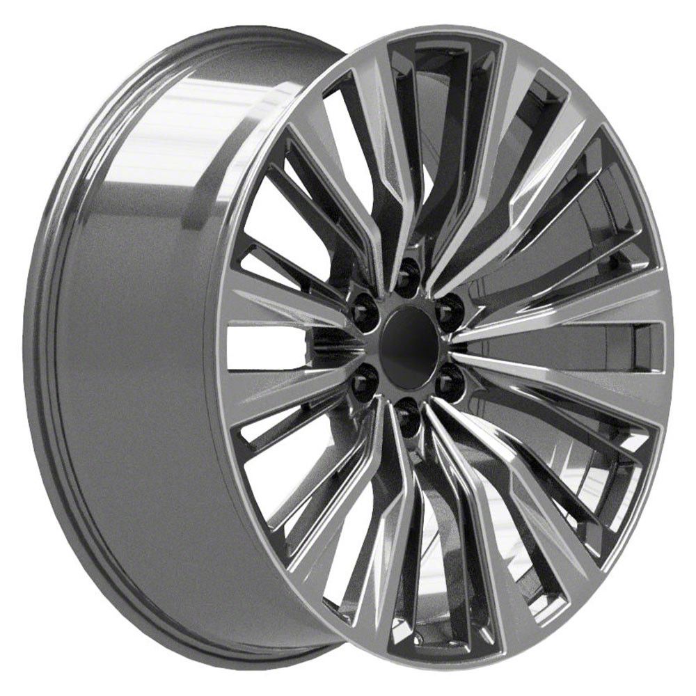 Silverado 1500 CA93 Gunmetal with Polished Face 6-Lug Wheel; 24x10 ...