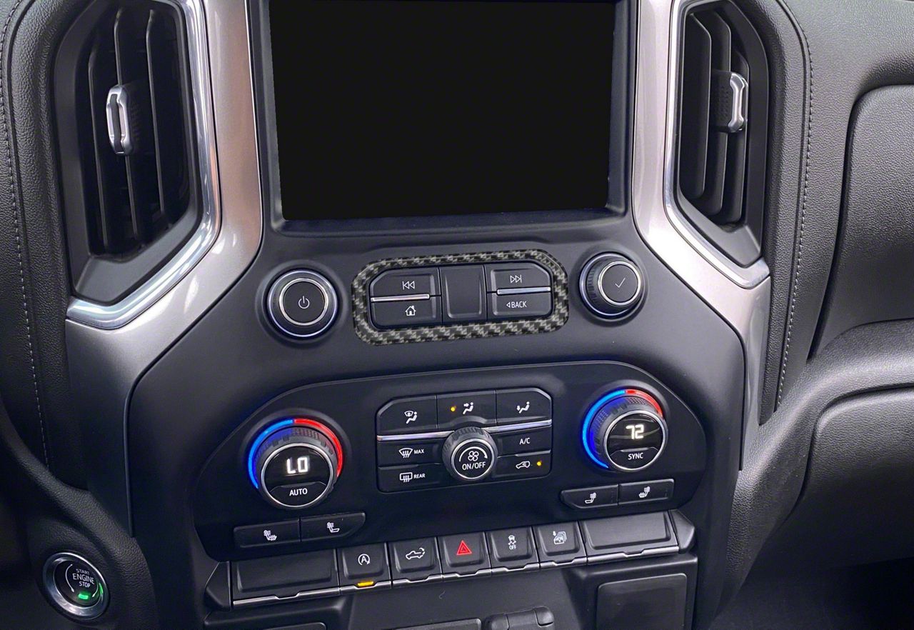 Silverado 1500 Center Dash Accent; Domed Carbon Fiber (19-21 Silverado ...