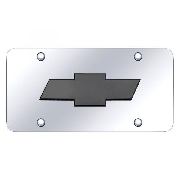 Silverado 1500 Chevy Logo License Plate; Black Pearl on Chrome ...
