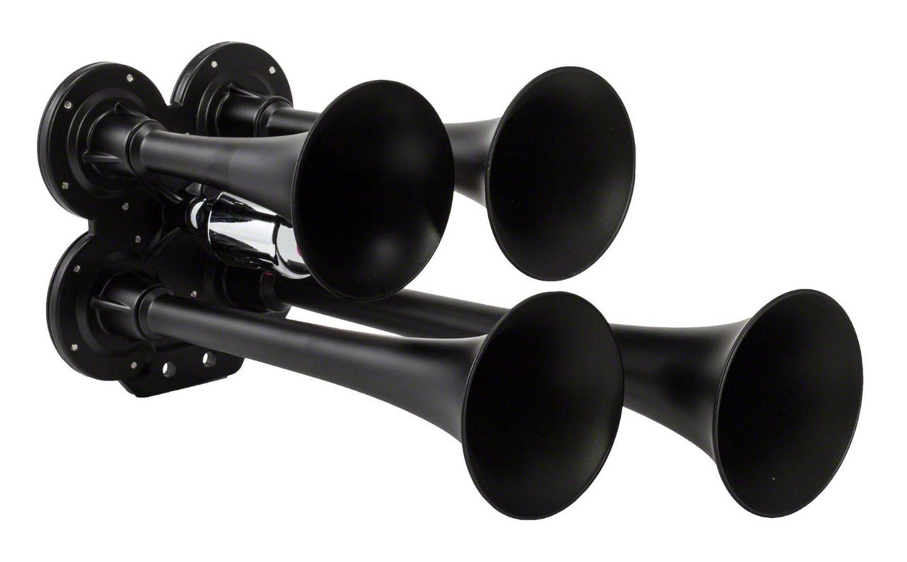 Silverado 1500 Compact Quad Air Horn System; Black; Zinc Alloy ...