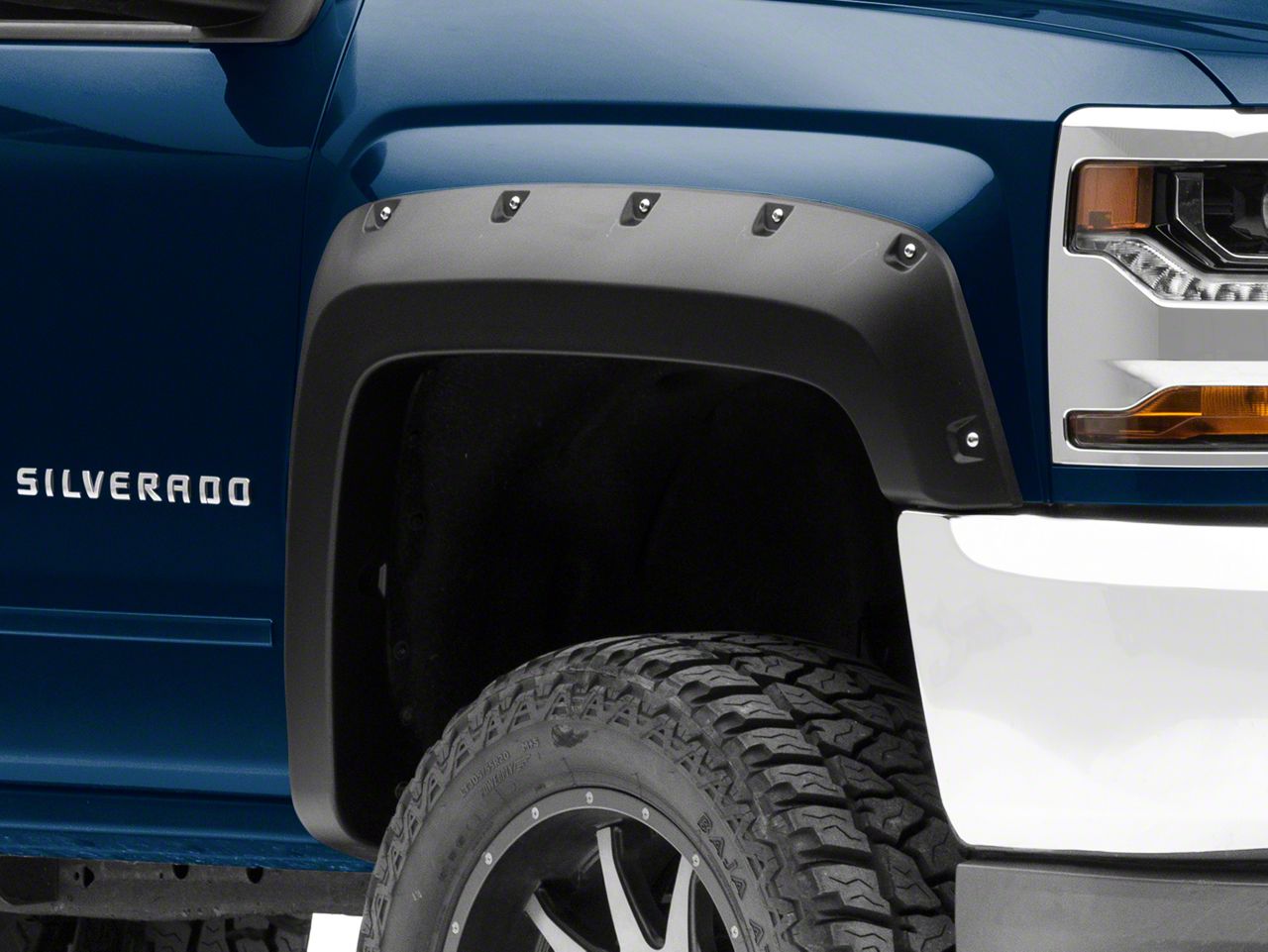 Silverado 1500 Pocket Rivet Fender Flares; Matte Black (14-18 Silverado ...