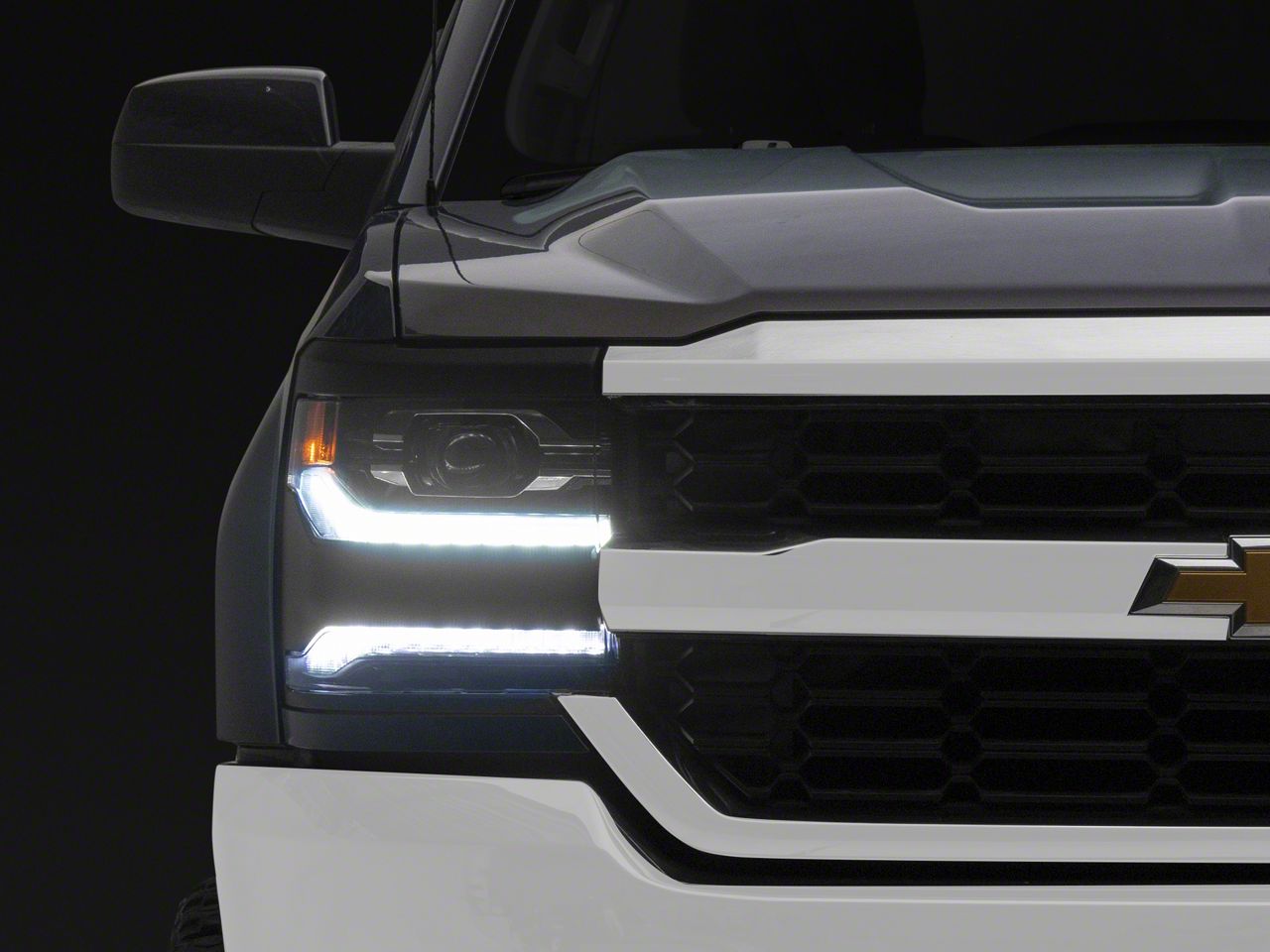 Silverado 1500 Full LED Headlights; Black Housing; Clear Lens (16-18 ...