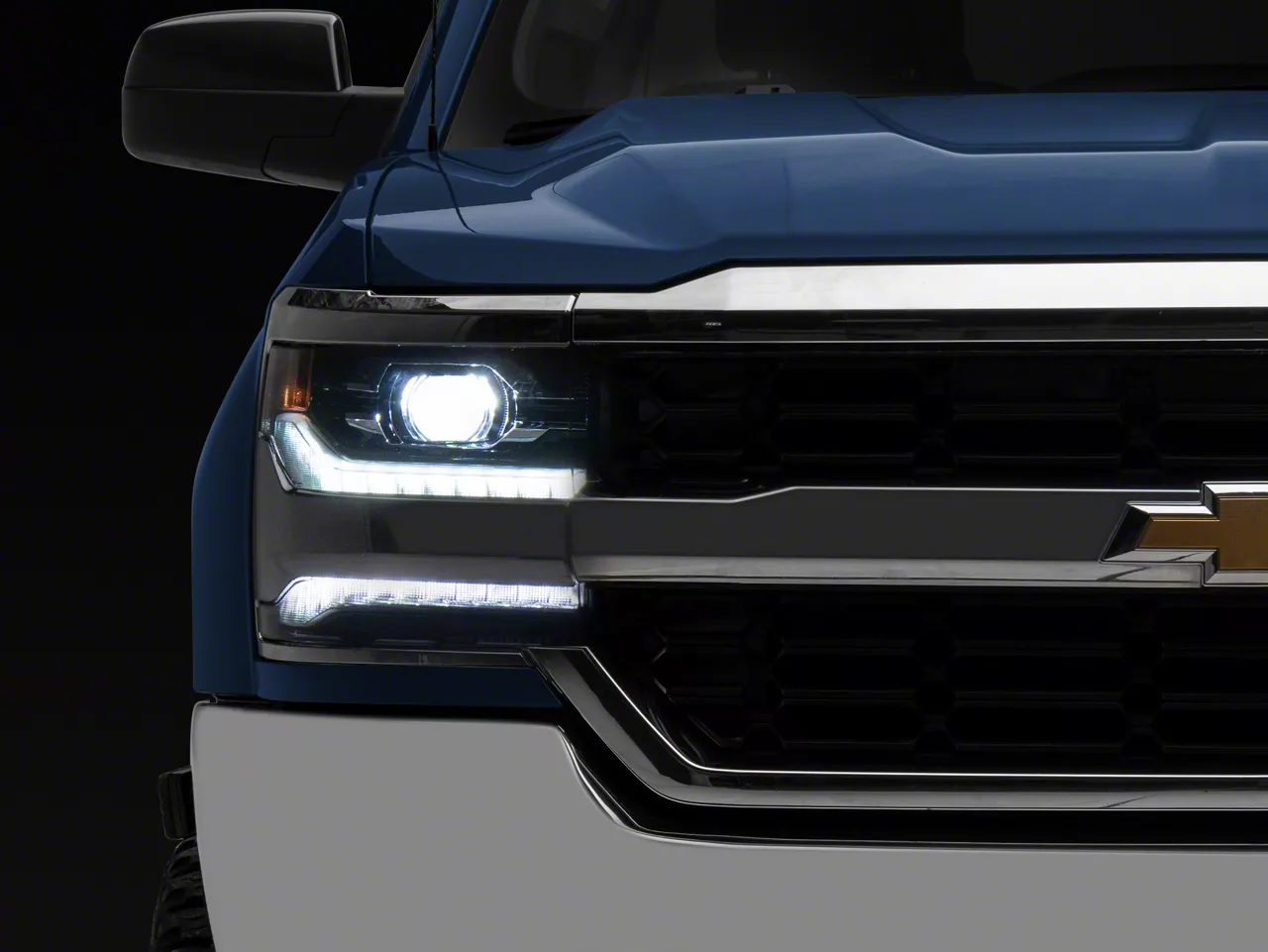 Silverado 1500 Full LED Headlights; Chrome Housing; Clear Lens (16-18 ...