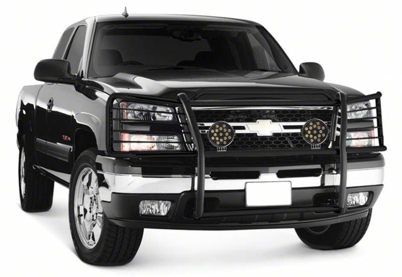 Silverado 1500 Grille Guard with 7-Inch Round LED Lights; Black (03-06 ...
