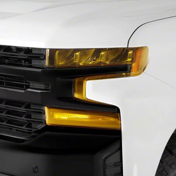 Silverado 1500 Headlight Covers; Transparent Yellow (19-21 Silverado ...