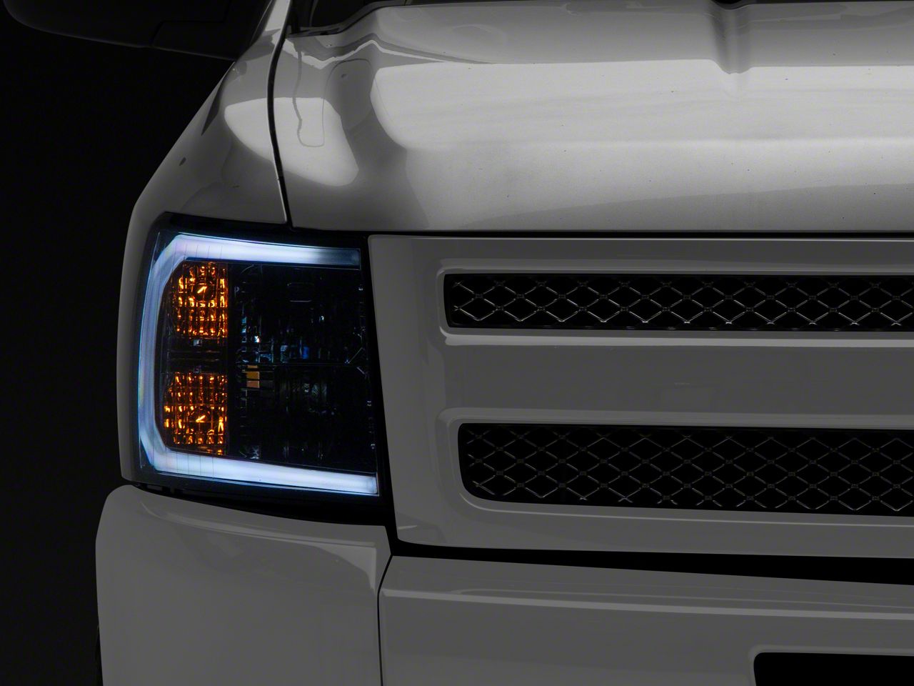 Silverado 1500 LED C-Bar Factory Style Headlights; Chrome Housing ...