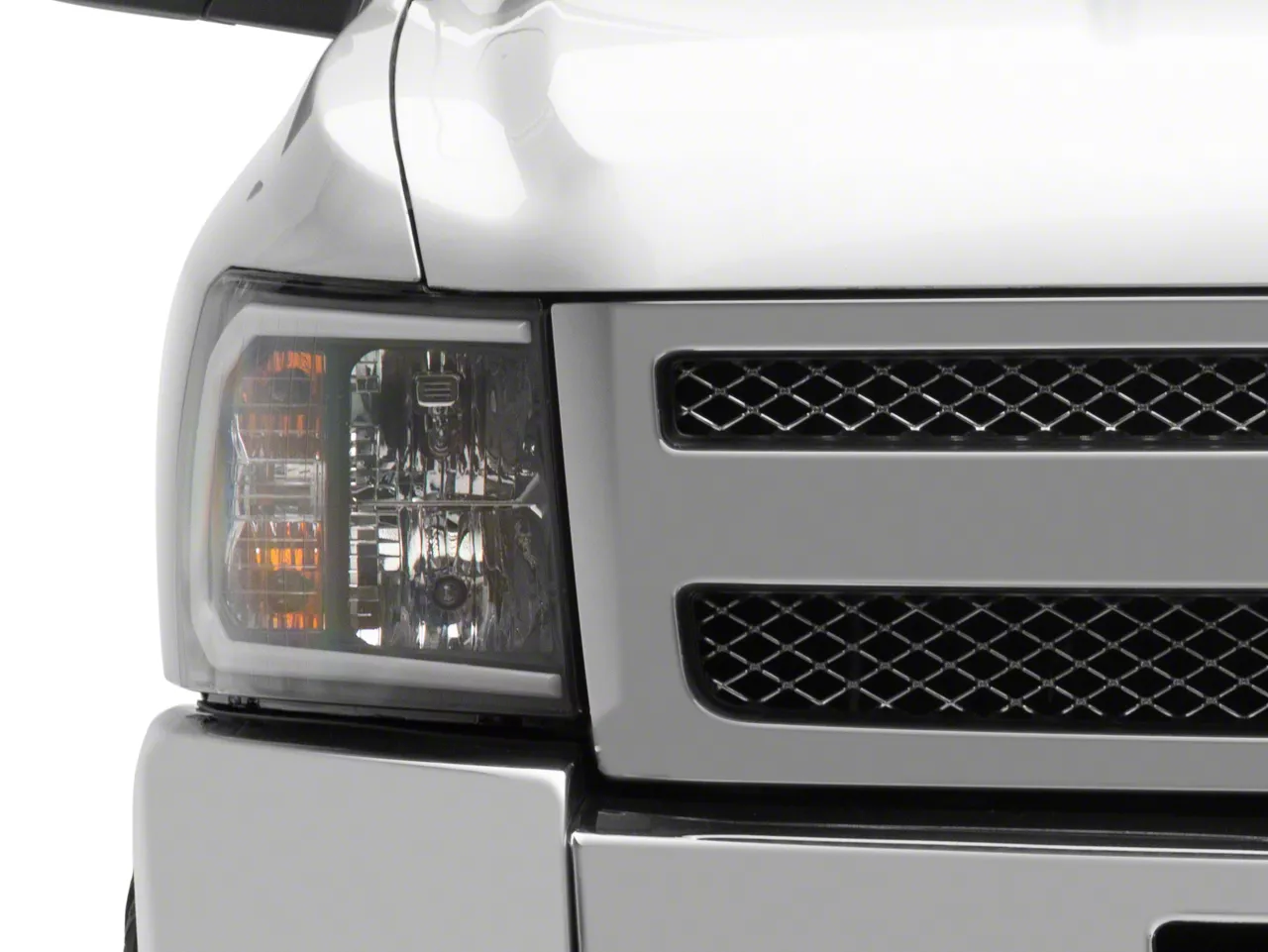 Silverado 1500 LED C-Bar Factory Style Headlights; Matte Black Housing ...