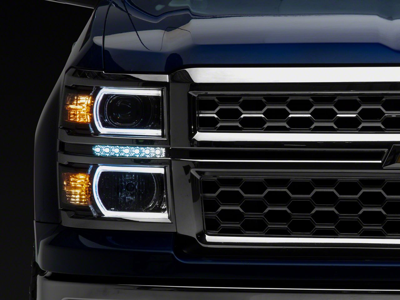 2015 Silverado LED DRL Headlights with Clear Corner Nights Chrome Housing Lens Chevy 1500
