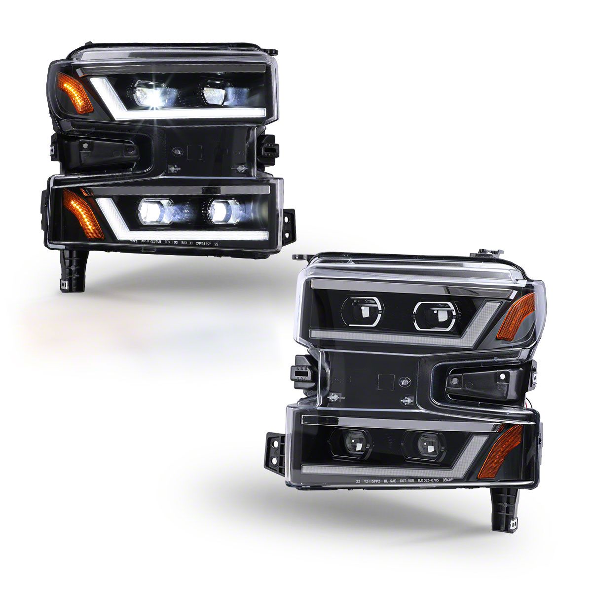 Silverado 1500 LED DRL Projector Headlights; Black Housing; Clear Lens ...