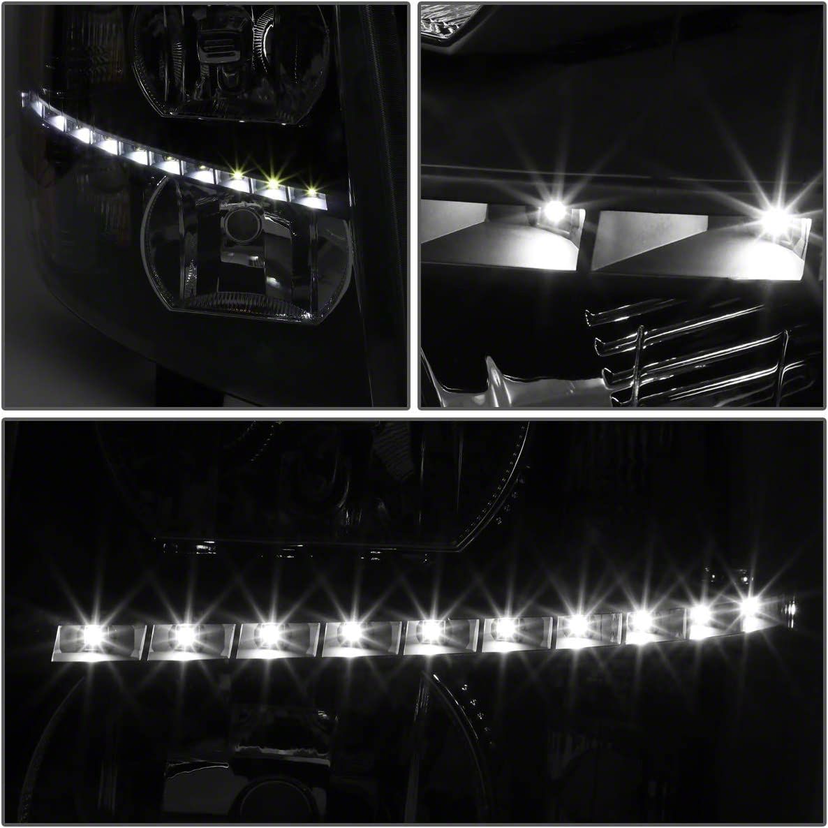Silverado 1500 LED Reflector Headlights; Black Housing; Clear Lens (07 ...