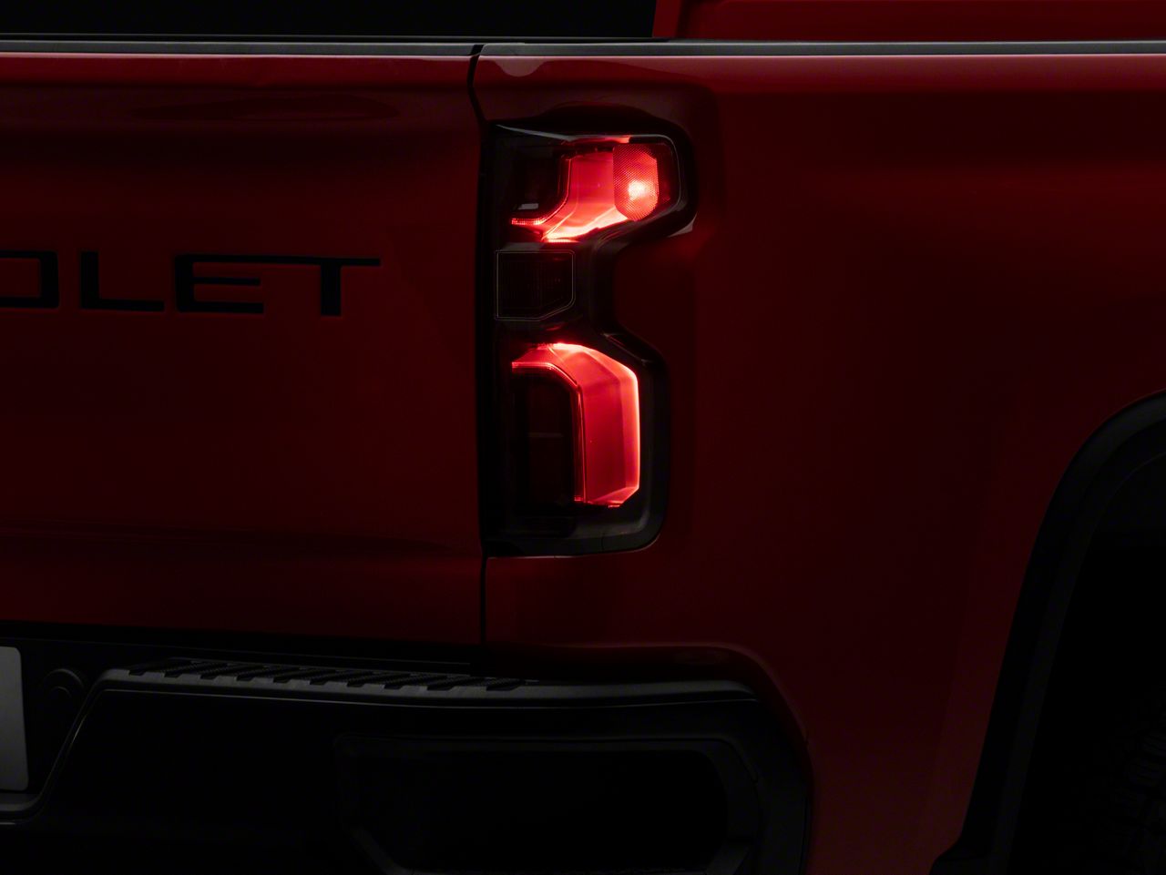 Silverado 1500 LED Tail Lights; Black Housing; Red/Clear Lens (19-23 ...