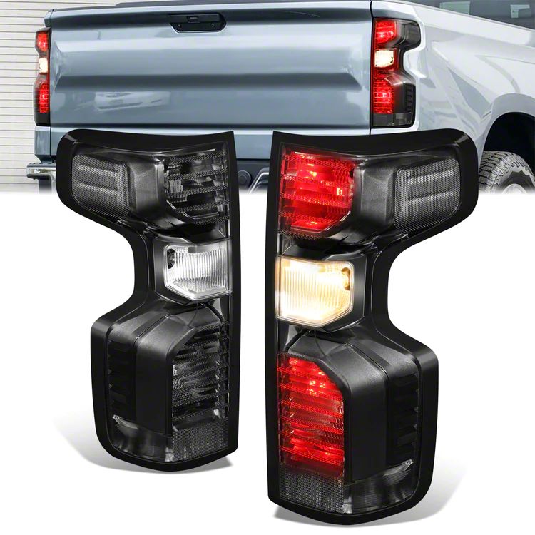 Silverado 1500 LED Tail Lights; Black Housing; Smoked Lens (19-26 ...