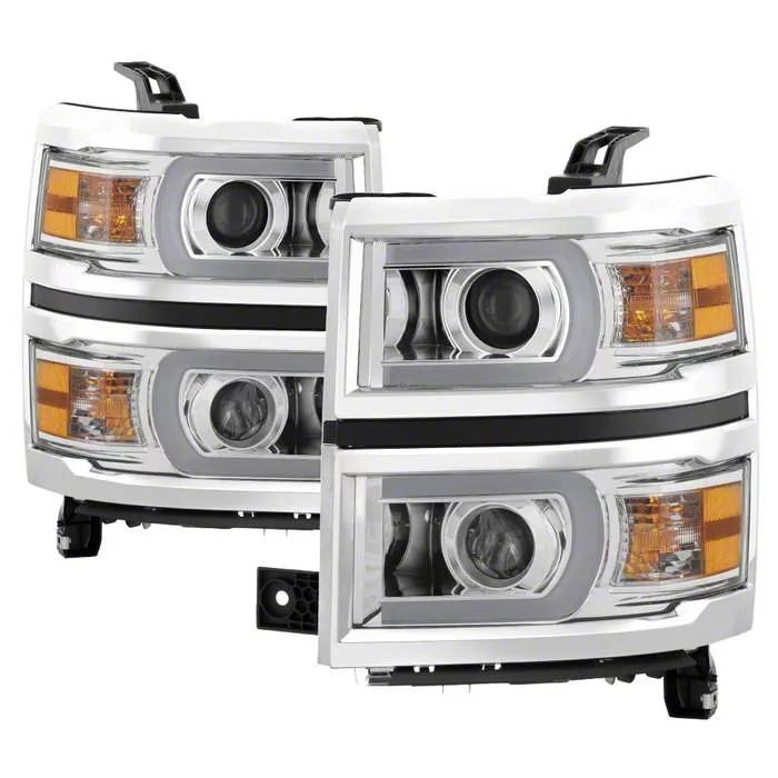 Silverado 1500 Light Bar DRL Projector Headlights; Chrome Housing ...