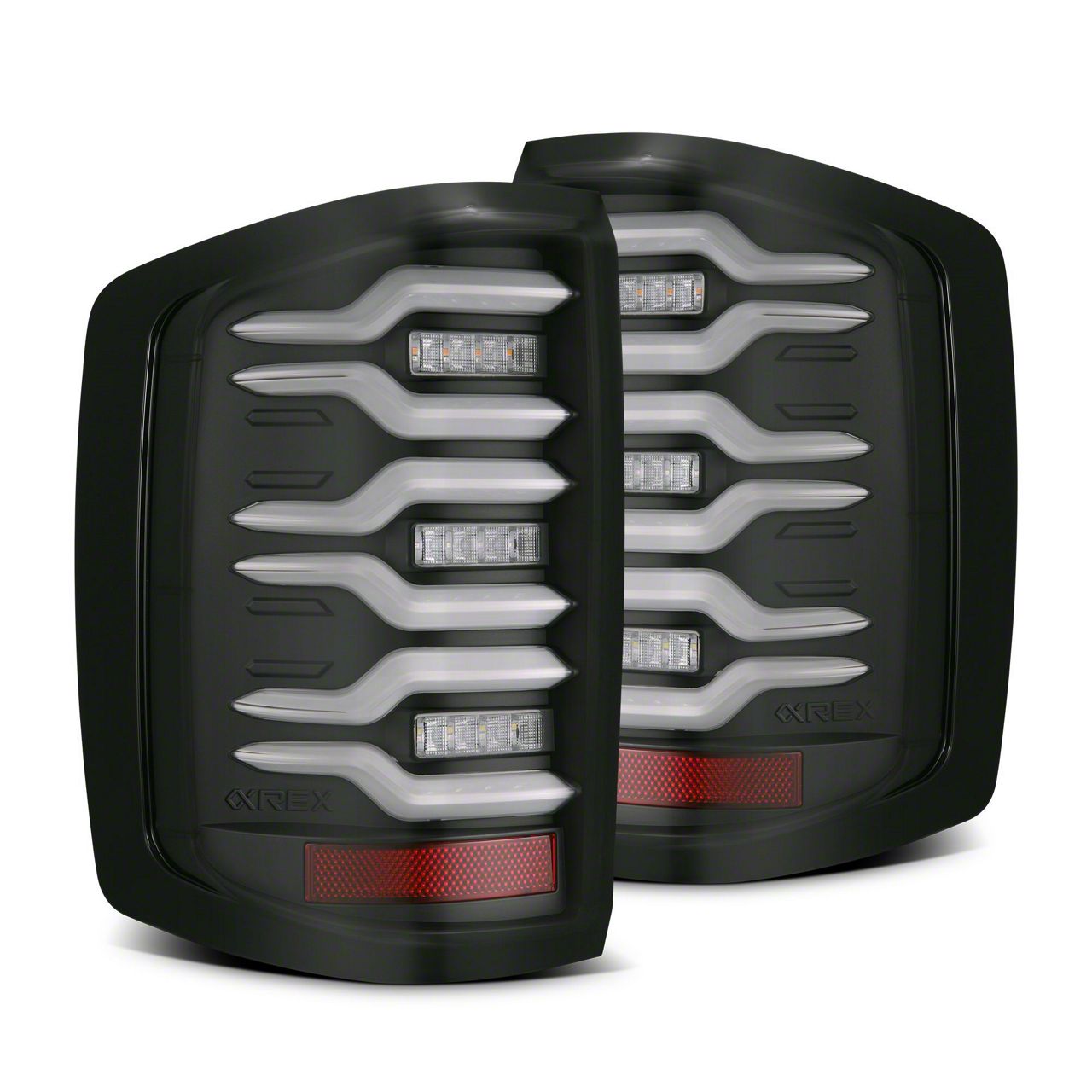 AlphaRex Silverado 1500 LUXX-Series LED Tail Lights; Black Housing ...