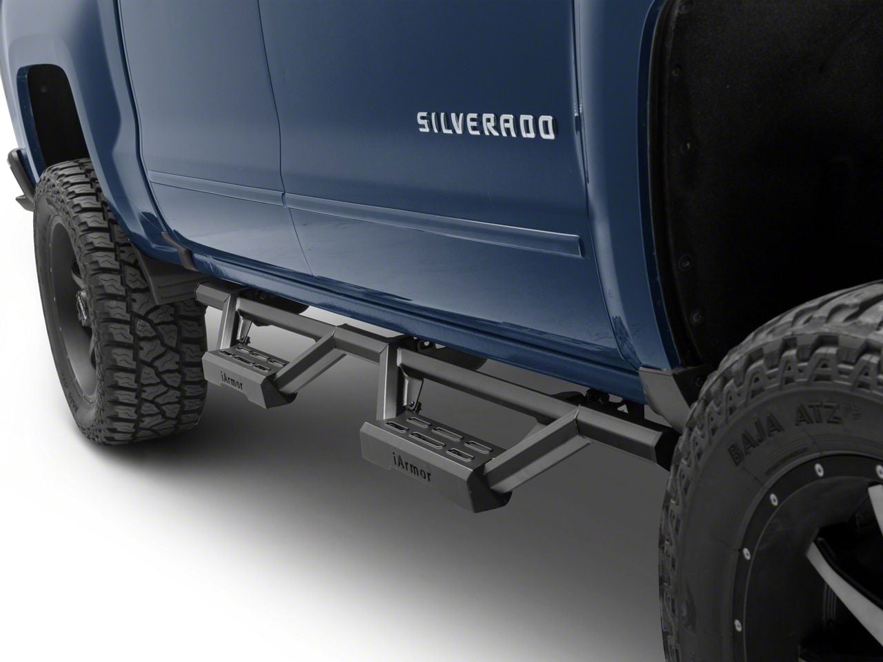Silverado 1500 Octagon Tube Drop Style Nerf Side Step Bars; Black (07-18 Silverado 1500 Crew Cab ...