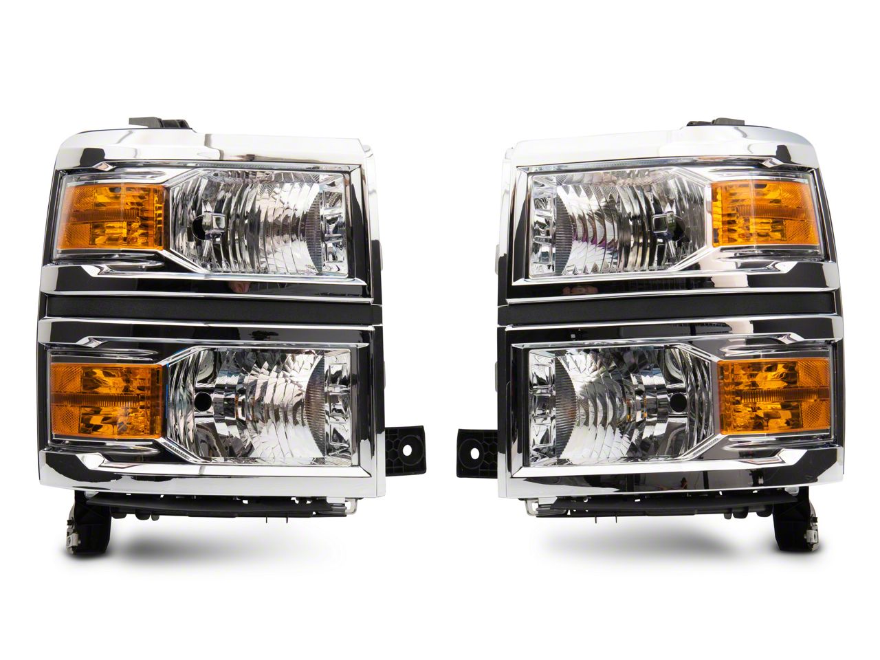 Silverado 1500 OE Style Headlights; Chrome Housing; Clear Lens (14-15 ...