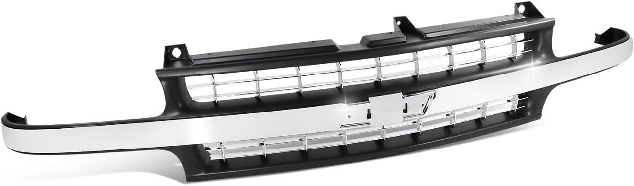 Silverado 1500 OE Style Upper Replacement Grille; Black/Chrome (99-02 ...